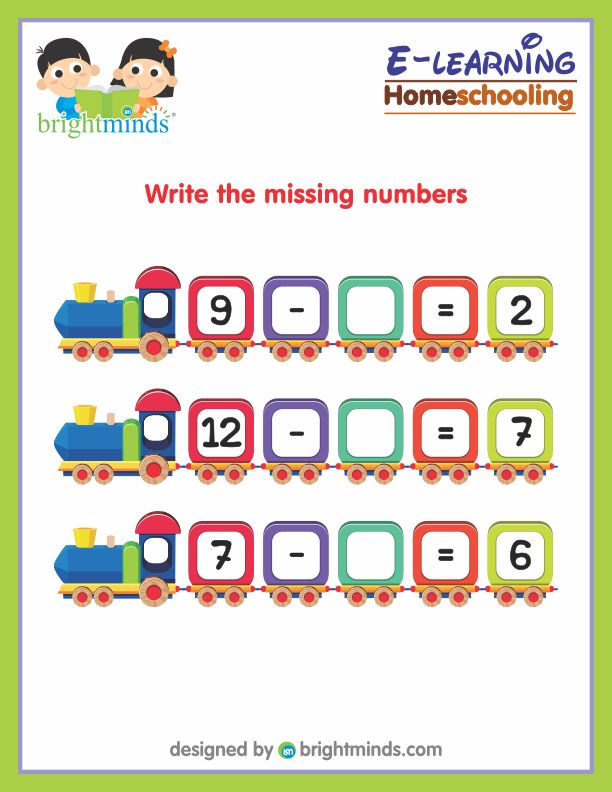 Write The Missing Numbers Bright Minds ELearning Platform